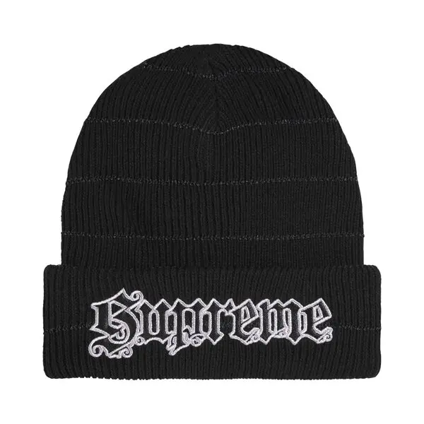Supreme Metallic Stripe Beanie - Black