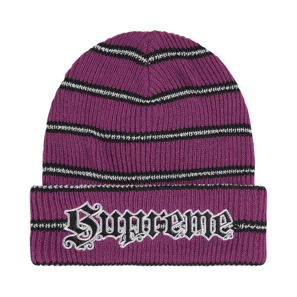 Supreme Metallic Stripe Beanie - Purple