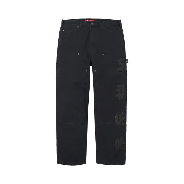 Supreme Leather Appliqué Double Knee Painter Pant - Black
