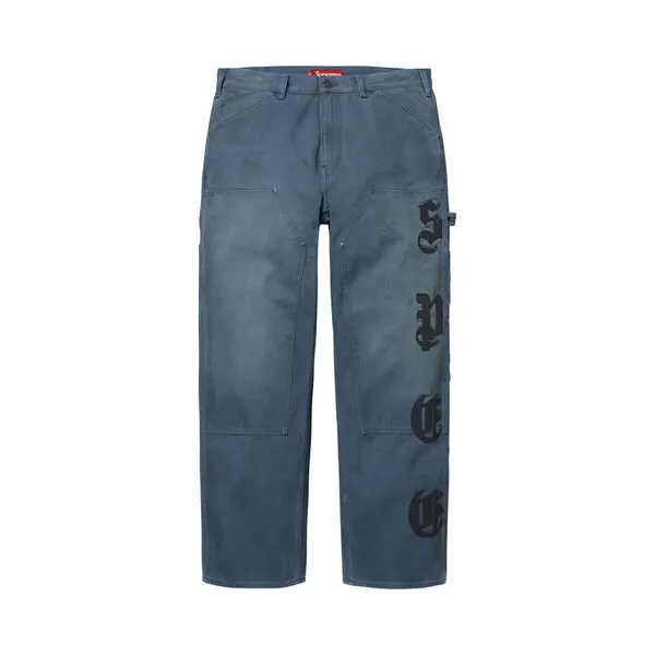 Supreme Leather Appliqué Double Knee Painter Pant 'navy - Blue