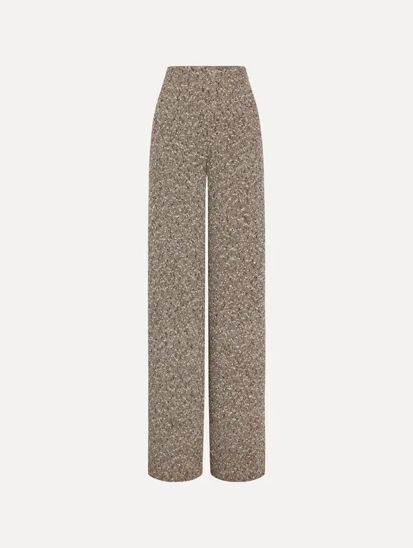 Oscar De La Renta Slubby Wool Tweed Gauze Pant
