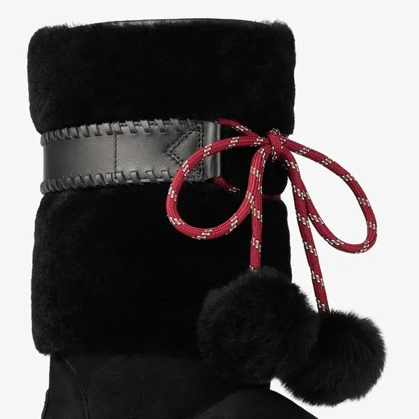 JIMMY CHOO Cobi Black Suede Mid Boots With Shearling Lining - Black/black