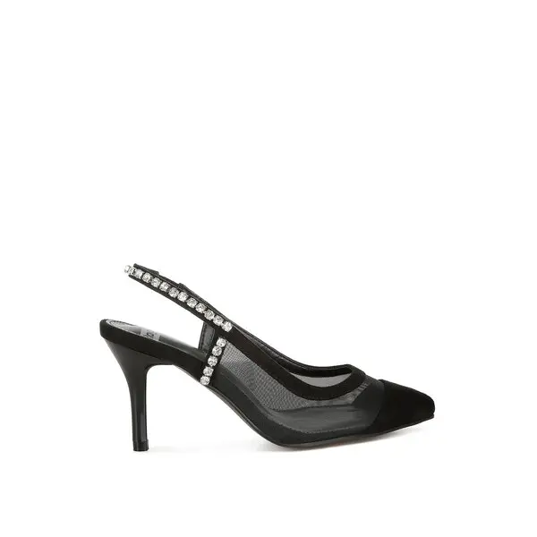RAG & CO Yaga Stiletto Heel Slingback Sandals In By - Black