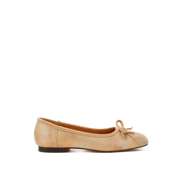 RAG & CO Neutrals Rubyrose Genuine Suede Bow Ballerinas By