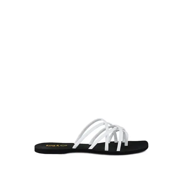 RAG & CO Sweetin Strappy Flat Slip On Sandals By - White