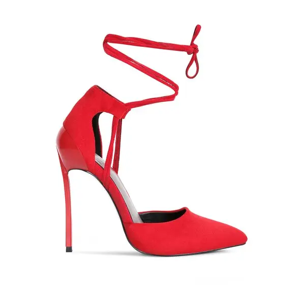 RAG & CO Rule-breaker Lace Up Stiletto Sandals By - Red