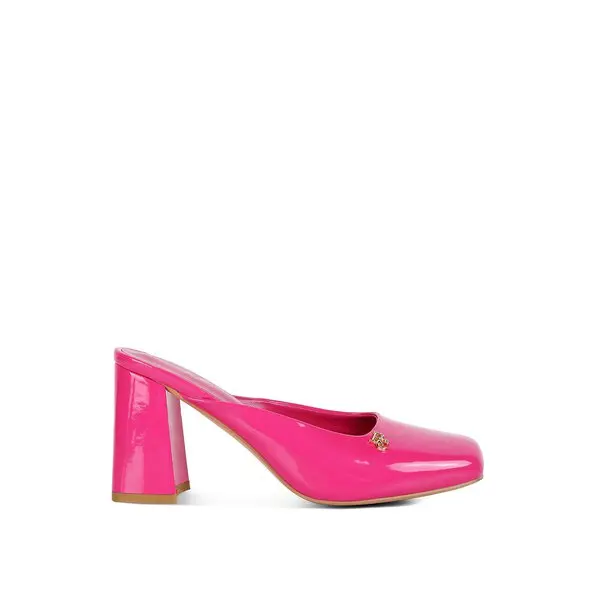 RAG & CO Neoplast Patent Pu Block Heeled Mules In By