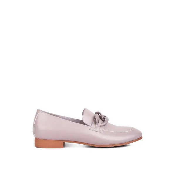 RAG & CO Merva Chunky Chain Leather Loafers In Lilac By