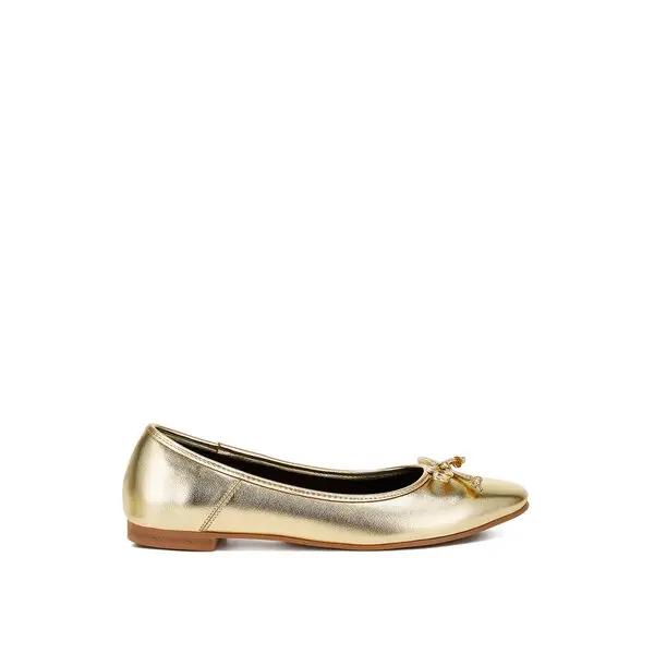 RAG & CO Ipara Bow Detail Metallic Ballerinas In By
