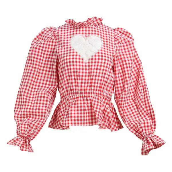 KRISTINIT Gingham Heart Top