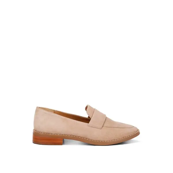 RAG & CO Neutrals Zofia Nude Suede Penny Loafers In Nude By