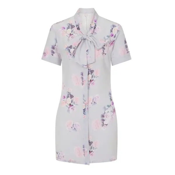SOPHIE CAMERON DAVIES Silk Bow Dress Rose Print