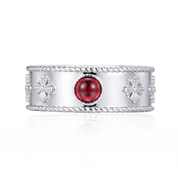AZURA JEWELRY NEW YORK Howl’s Moving Castle Mozambique Red Garnet Ring White Gold Vermeil Male - Silver