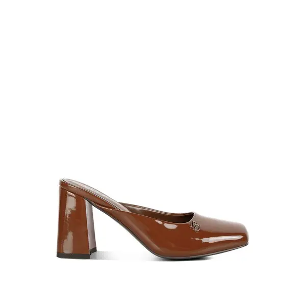 RAG & CO Neoplast Patent Pu Block Heeled Mules In By