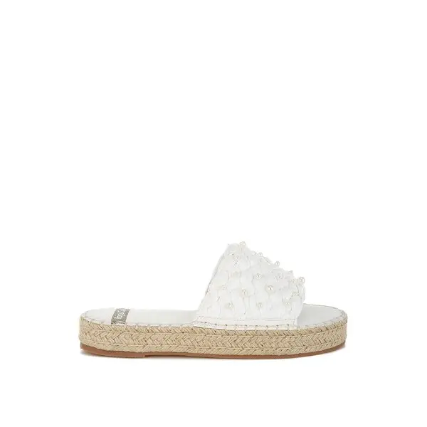 RAG & CO Yakna Pearl Embellished Woven Flats By