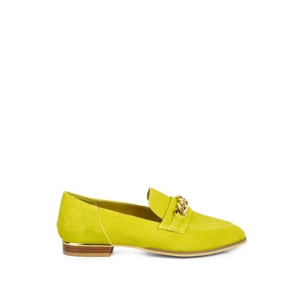 RAG & CO Ricka Chain Embellished Loafers In Mustard By