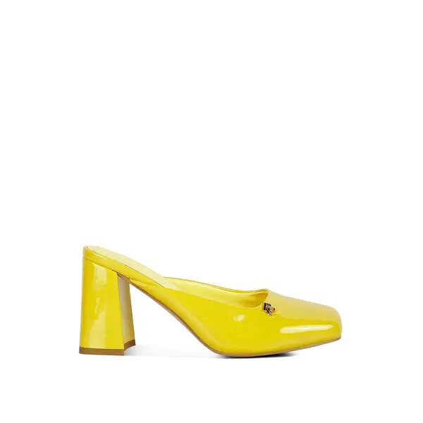 RAG & CO Neoplast Patent Pu Block Heeled Mules In By