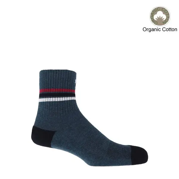PEPER HAROW - MADE IN ENGLAND Quarter Crew Organic Sport Socks – Navy - Blue