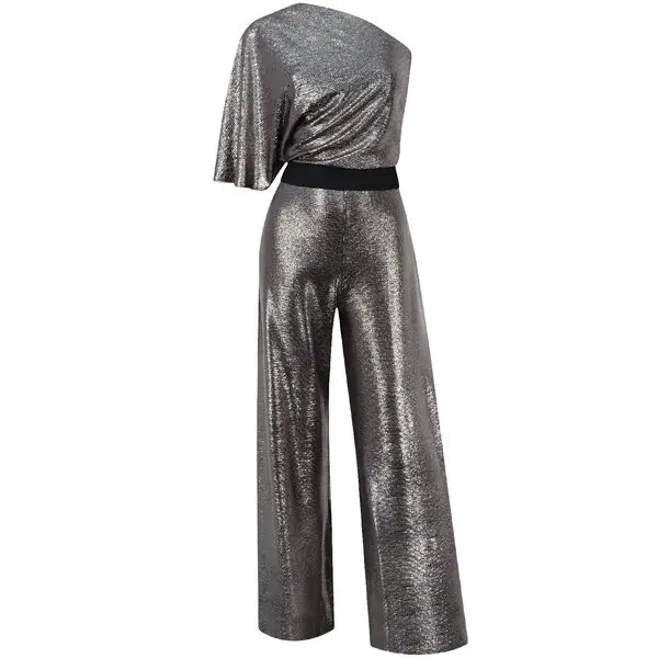 ME & THEE My Old China Gunmetal Metallic Jumpsuit