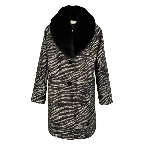 N'ONAT Grey / Black Zebra Chic Vegan Coat