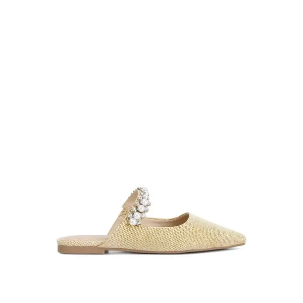 RAG & CO Neutrals Geode Pearl Embellished Slip On Mules In By