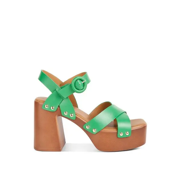 RAG & CO Cristina Cross Strap Embellished Heels In By - Green