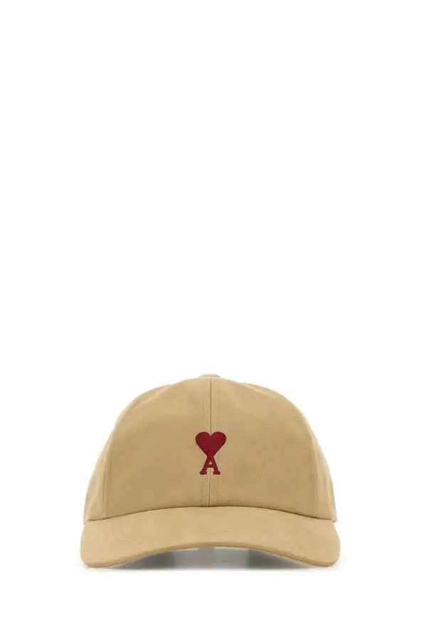AMI Paris Beige Cotton Baseball Cap