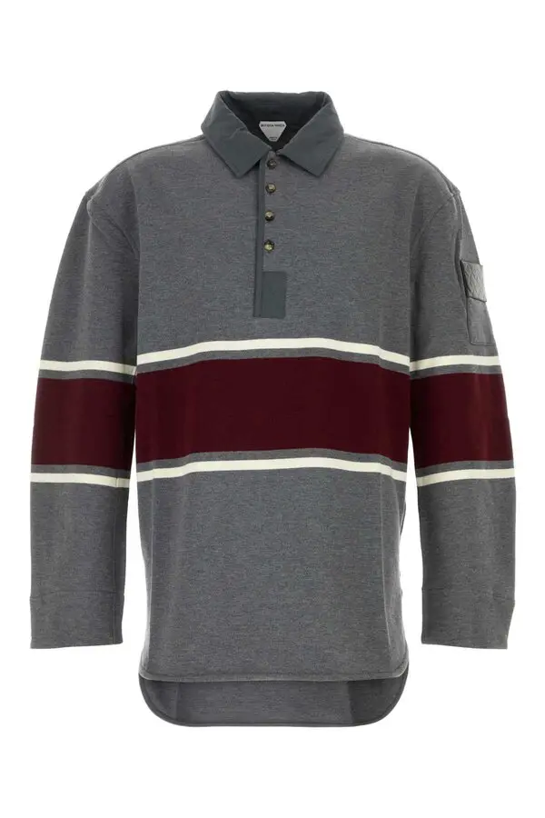 Bottega Veneta Grey Cotton Polo Shirt - Gray