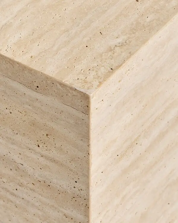 Quince Travertine Plinth End Table