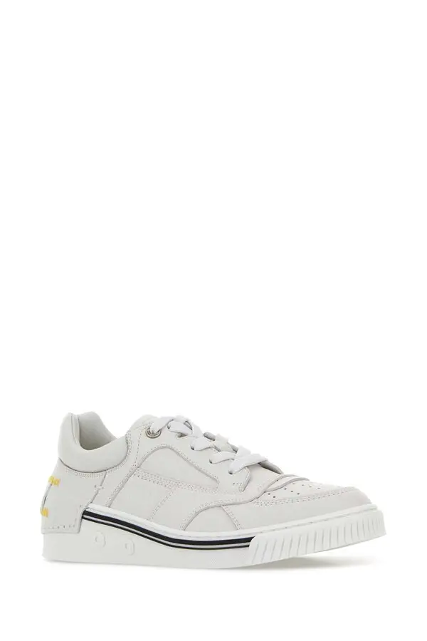 Fendi Chalk Leather Fender Sneakers - White