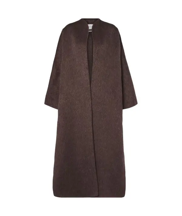 Max Mara Oversized Coat In Camel And Mohair - Mud