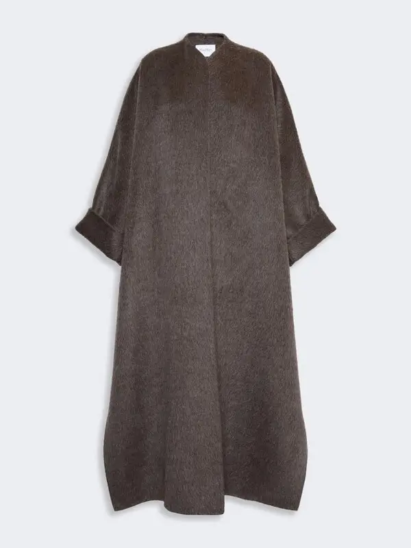 Max Mara Oversized Coat In Camel And Mohair - Mud