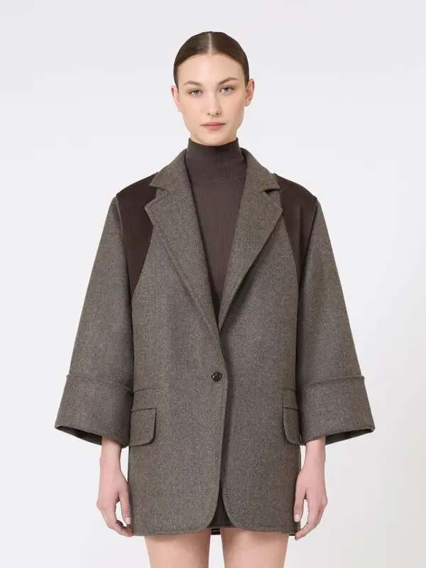 Max Mara Oversized Double Wool Jacket - Brown Grey