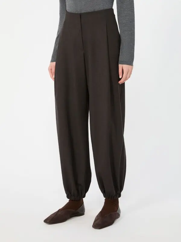 Max Mara Wool Flannel Trousers - Dark Brown