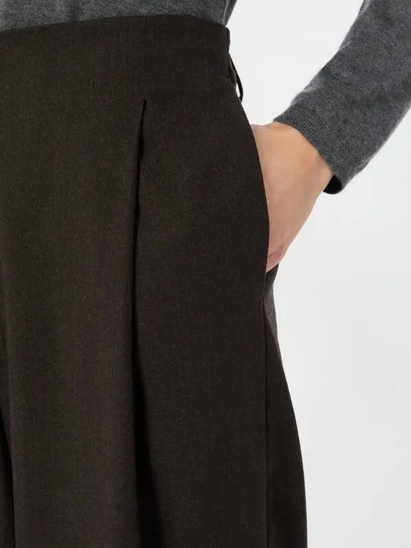 Max Mara Wool Flannel Trousers - Dark Brown