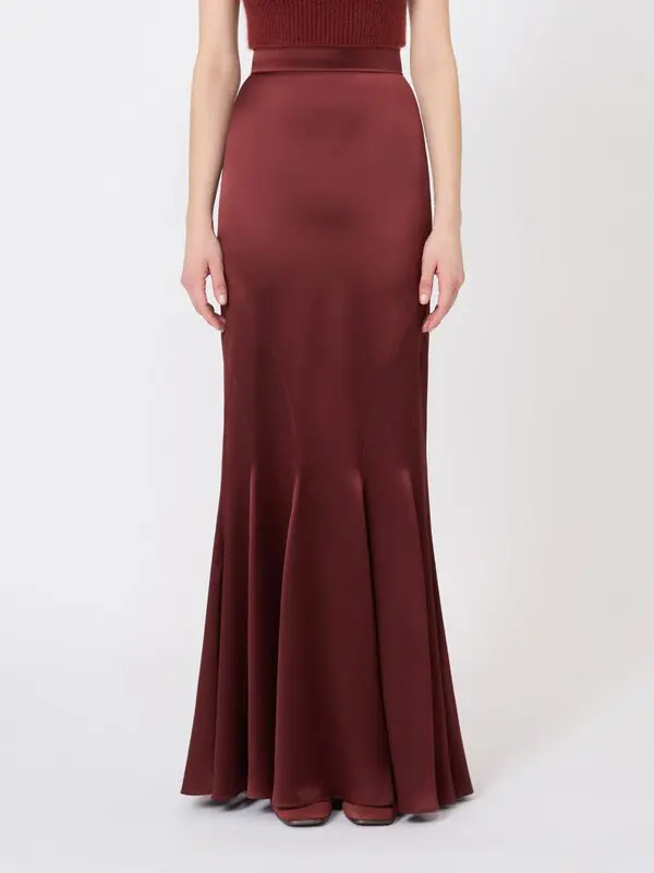 Max Mara Long Silk Satin Skirt - Rust