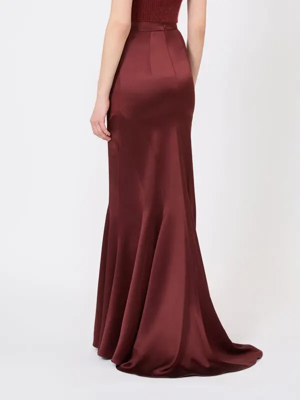 Max Mara Long Silk Satin Skirt - Rust