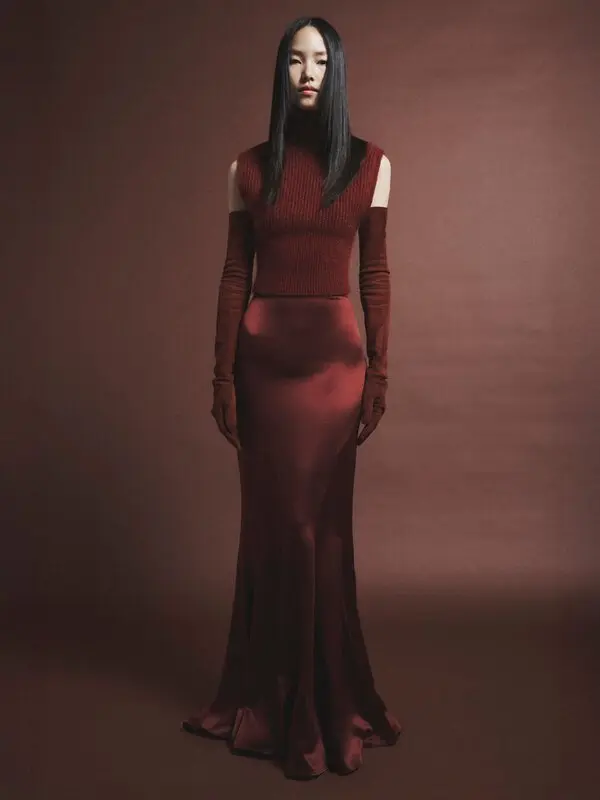 Max Mara Long Silk Satin Skirt - Rust