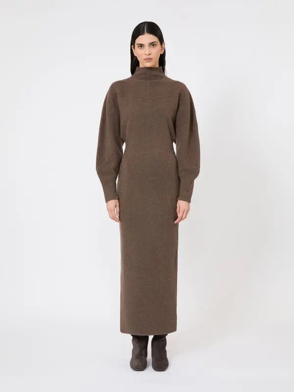 Max Mara Wool And Cashmere Jersey Dress - Mud