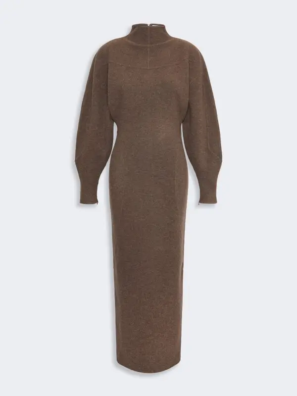 Max Mara Wool And Cashmere Jersey Dress - Mud