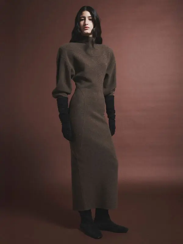 Max Mara Wool And Cashmere Jersey Dress - Mud