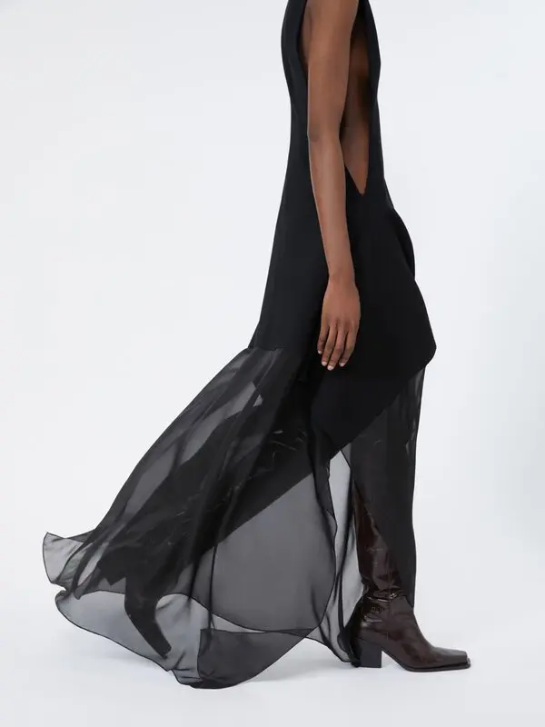 Max Mara Long Viscose Knit And Silk Georgette Dress