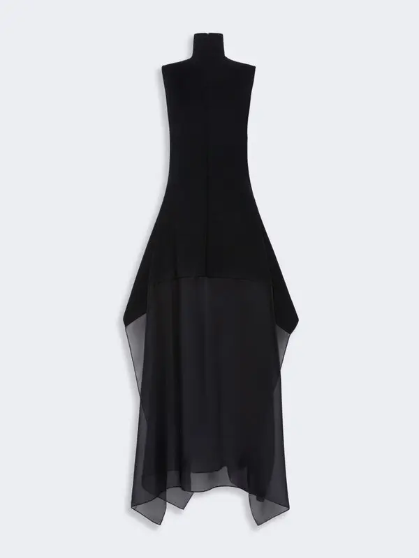 Max Mara Long Viscose Knit And Silk Georgette Dress