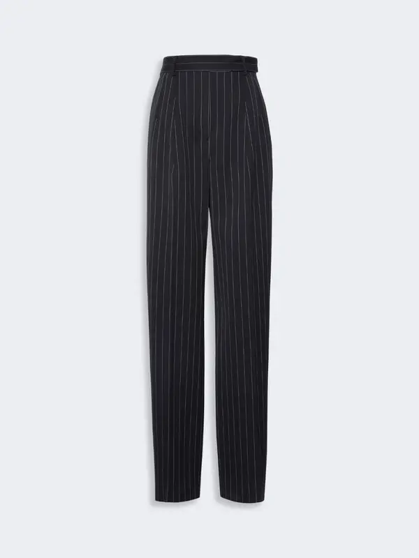 Max Mara Pleated Stretch Wool Trousers - Black