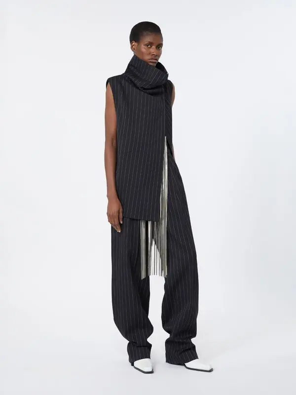 Max Mara Pleated Stretch Wool Trousers - Black