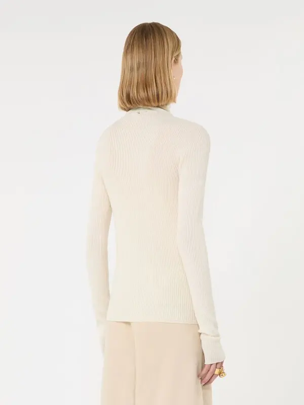 Max Mara Slim Pure Wool Mock Polo-neck Sweater - Ivory