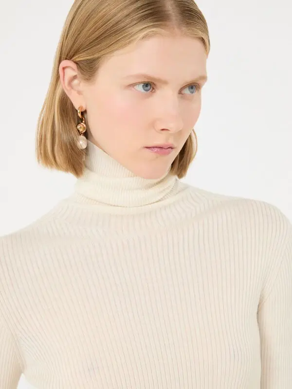 Max Mara Slim Pure Wool Mock Polo-neck Sweater - Ivory