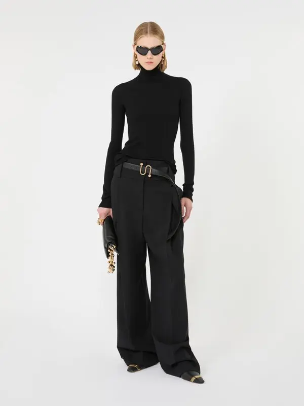 Max Mara Slim Pure Wool Mock Polo-neck Sweater - Black