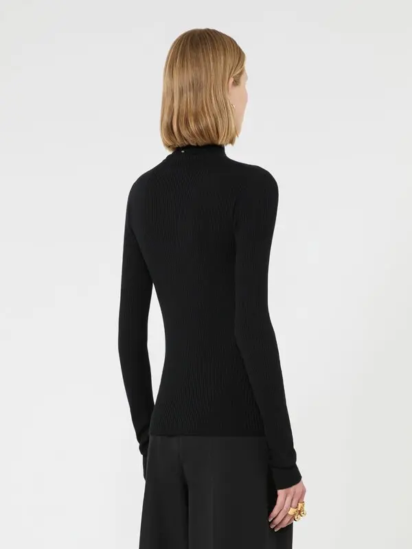 Max Mara Slim Pure Wool Mock Polo-neck Sweater - Black