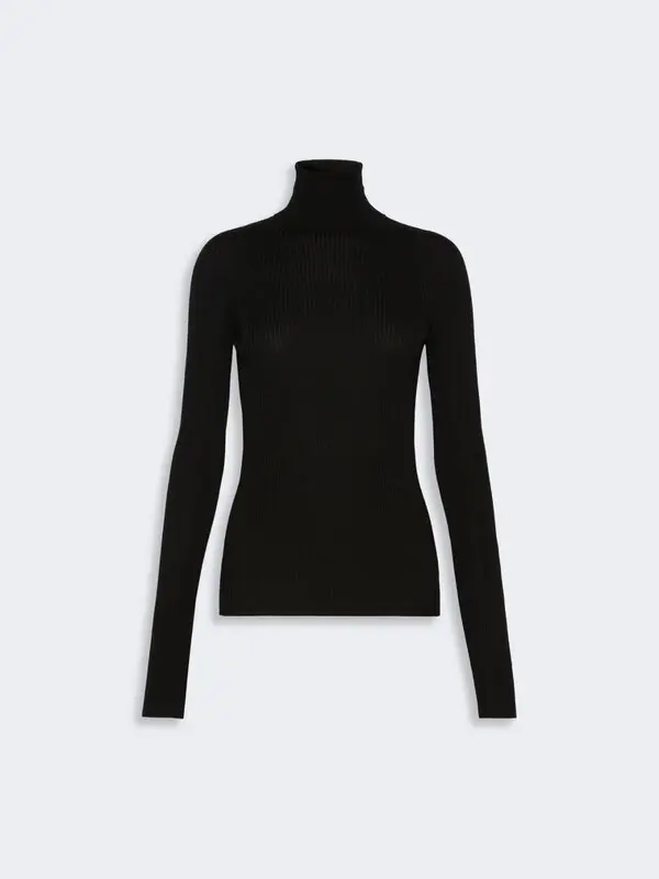 Max Mara Slim Pure Wool Mock Polo-neck Sweater - Black